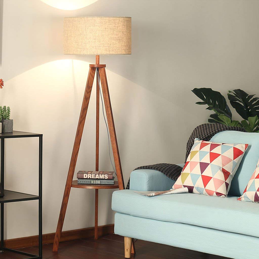 Modern Tripod Storage Floor Lamp Vertical Wooden Lamp